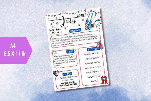 Editable July Newsletter Template - Elearning Yard